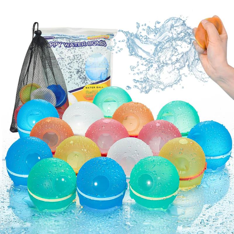 查看[Reusable Water Ball, Silicone Water Bomb with Mesh Bag, Water ...
