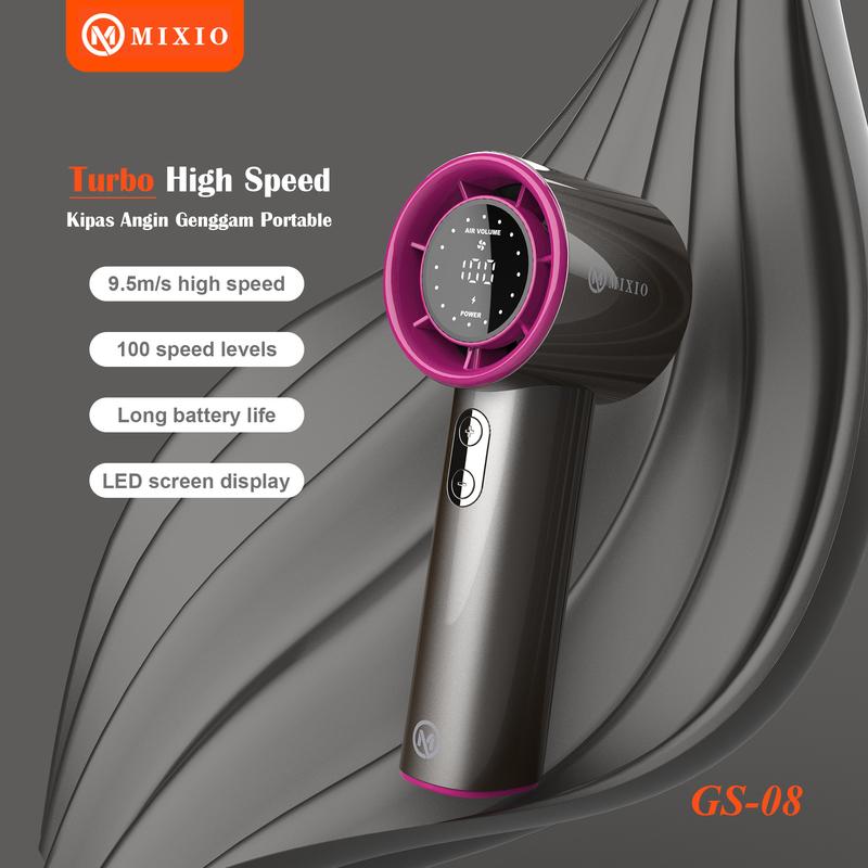 MIXIO GS-08 KIpas Angin High-speed Portable Handheld Fan 4400MAH kipas angin Digital Display ...