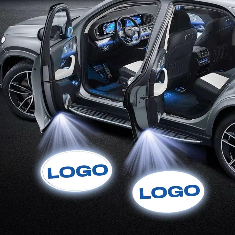 Car Welcome Light, Logo Light, 2pcs, Wireless Carbon Fiber Pattern ...
