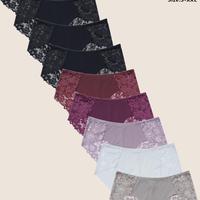 Women's Contrast Floral Lace Panty, Soft Pastel Comfy Breathable ...