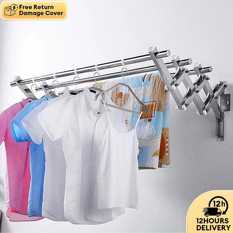 查看[Wall Mounted3/4/5bar Foldable Drying Rack Retractable Sampayan ...