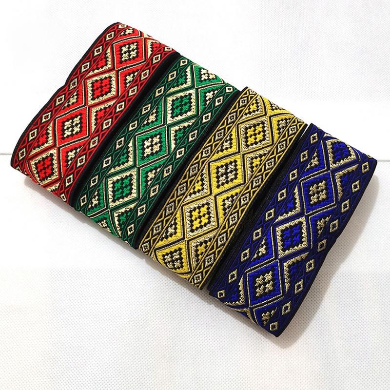 查看[7.66 Yards Boho Jacquard Ribbon, 2 Inch/5cm Rhombus Embroidered ...