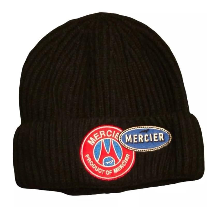 查看[Mercier OG Paris Original Badge Beanie Hat - Black with Embroidered ...