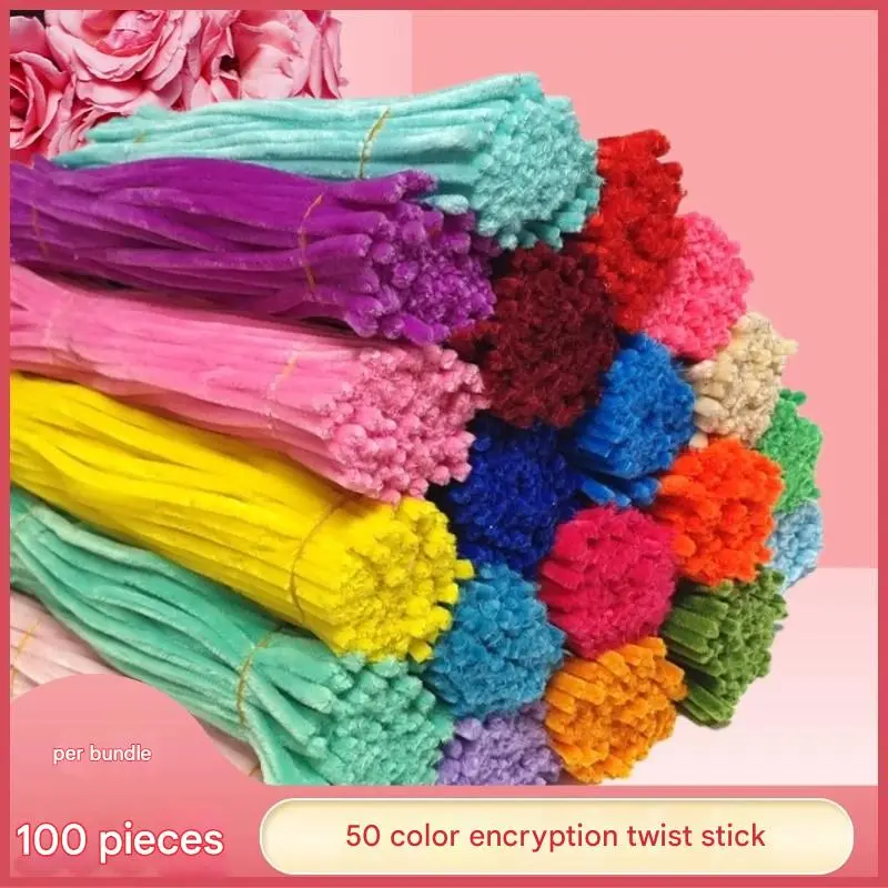 100pcs 8MM Thick Twisting Stick Fluffy Stems Wire Easy To Bend DIY Toys ...