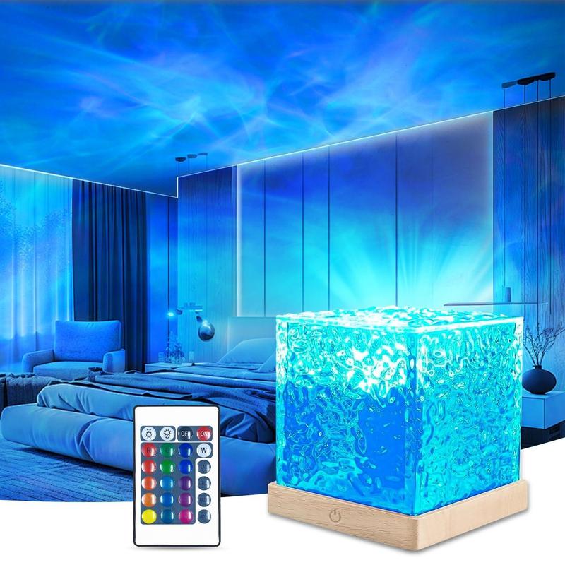 LED Water Ripple Aurora Projector Night Light, USB Powered 16-color ...