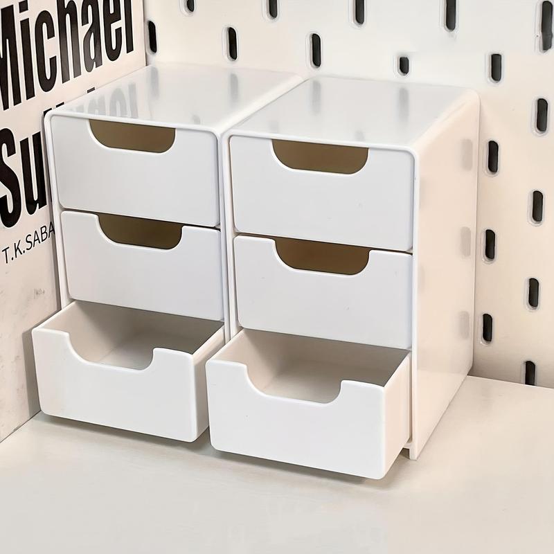 3 Layer Desktop Storage Box, 1pc Solid Color Desktop Office Stationery ...