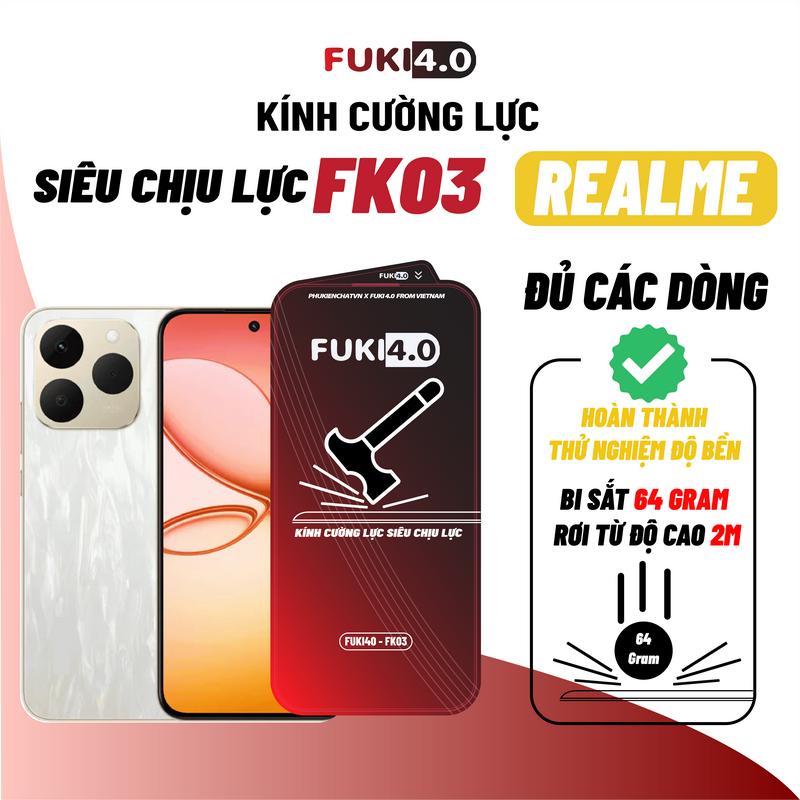 查看[Kính cường lực siêu chịu lực FUKI 4.0 FK03 cho Realme 16 15T 14T C75 ...