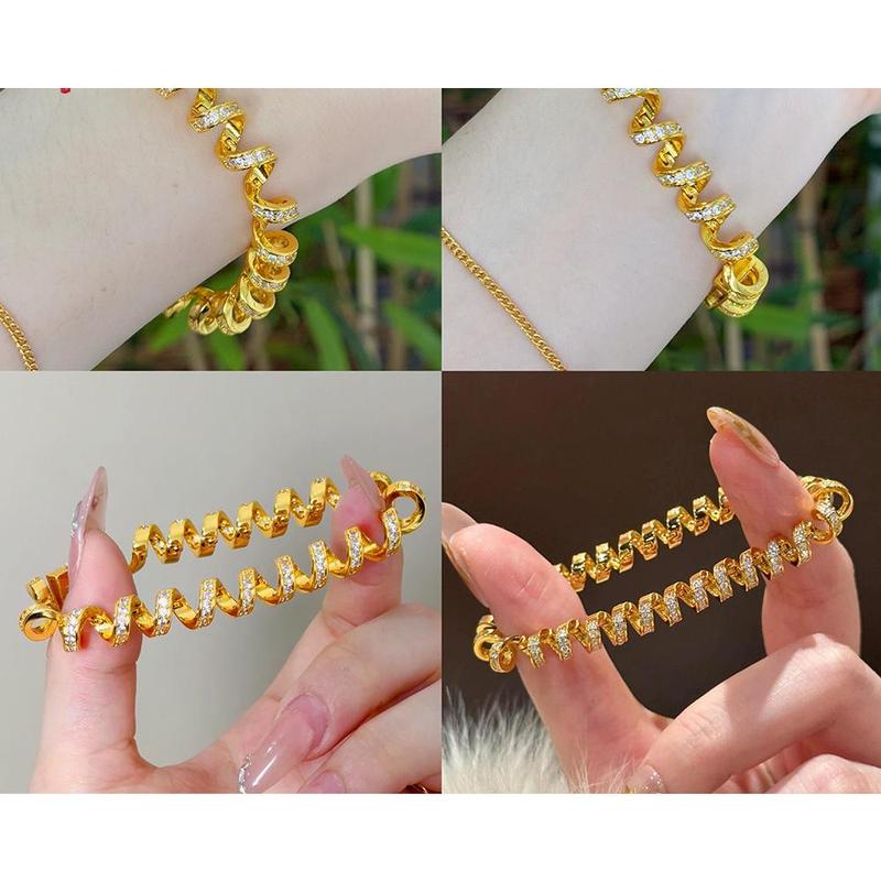 Gelang Kilat Penggulungan Talian Telefon, Berlian Penuh, Mewah Mampu ...