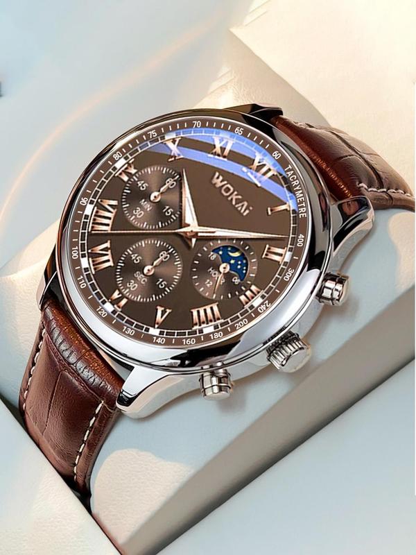 Men's Round Dial Analog Quartz Movement Watch, Business Fashion Watch ...