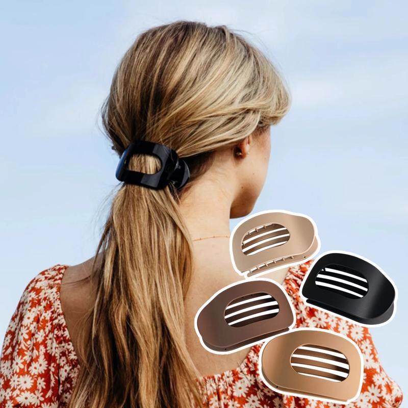 Solid Color Hair Clip, 4pcs Oval Acrylic Hair Clips Set for Women, No ...