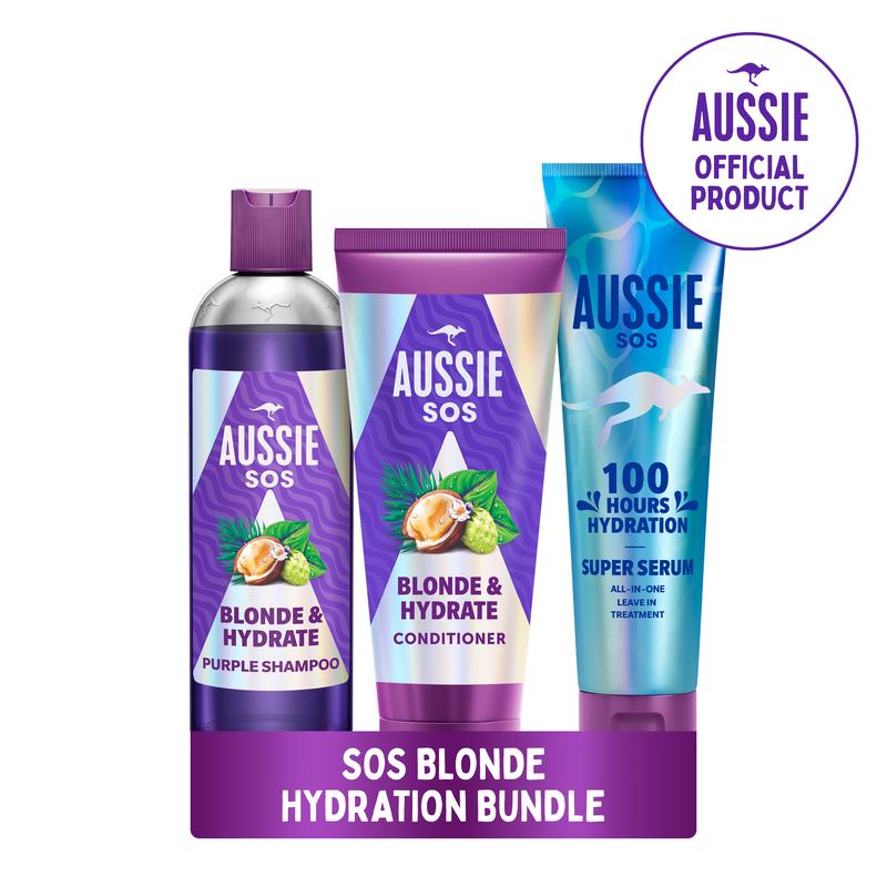 查看[Aussie SOS Blonde Bundle: Purple Shampoo, Conditioner and Super ...