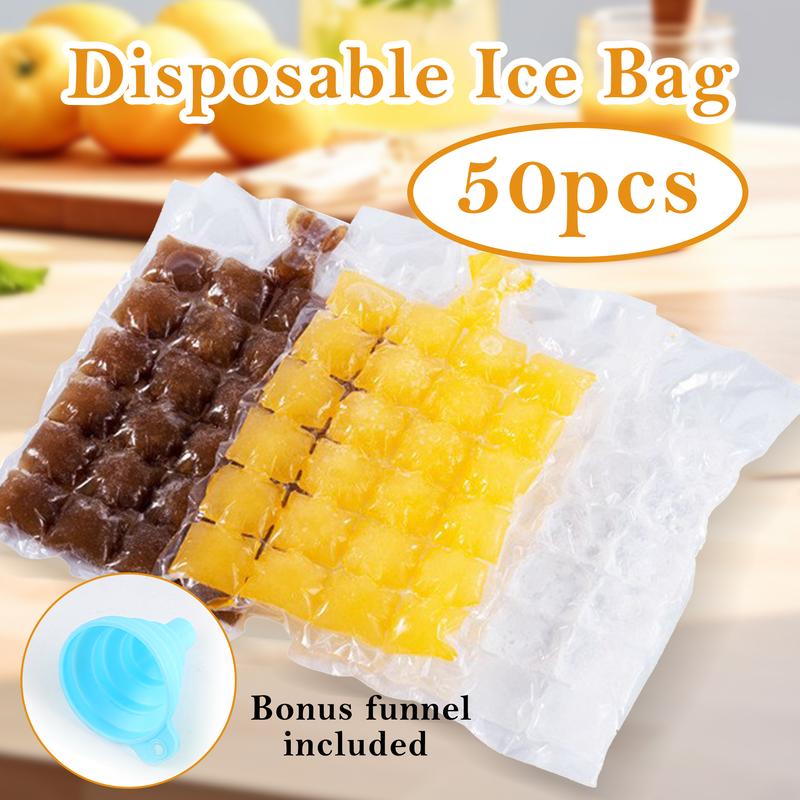 50 Counts Ice Cube Freezing Bags, Self-Sealing Cooler Bags for Drinks ...