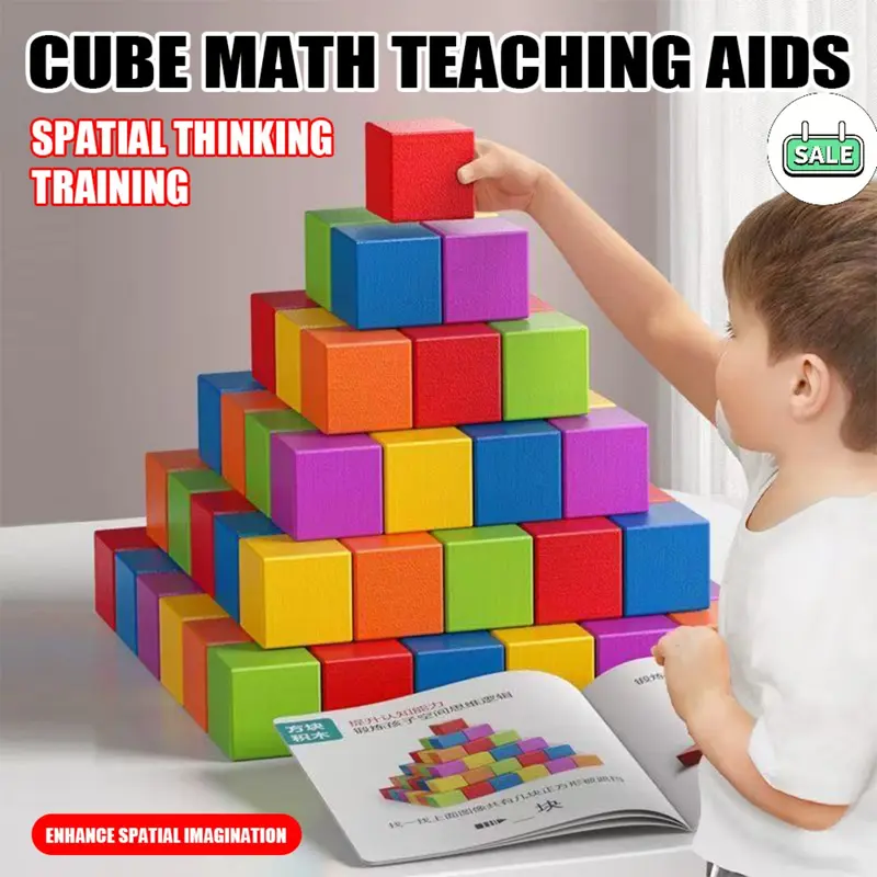 30pcs Wooden Cubes – Colorful Early Learning Math & Building Blocks ...