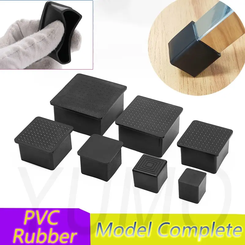 Rubber Footing Square Tubular Cover for Furniture, Chair Table Feet End ...
