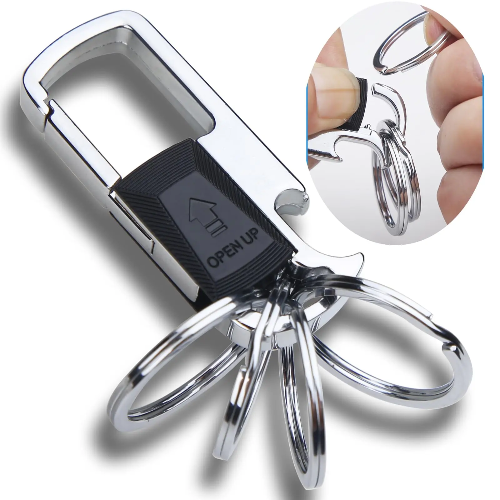 Metal Keychain with Detachable Key Rings, Keychain for Car Keys, Bottle ...
