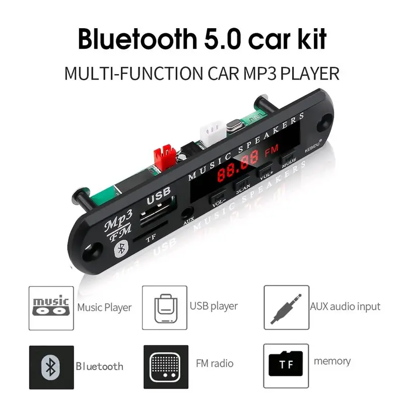 Wireless Car Bluetooth 5.0 Decoder Board 5.0 Amplifier DC 5V 12V MP3 ...