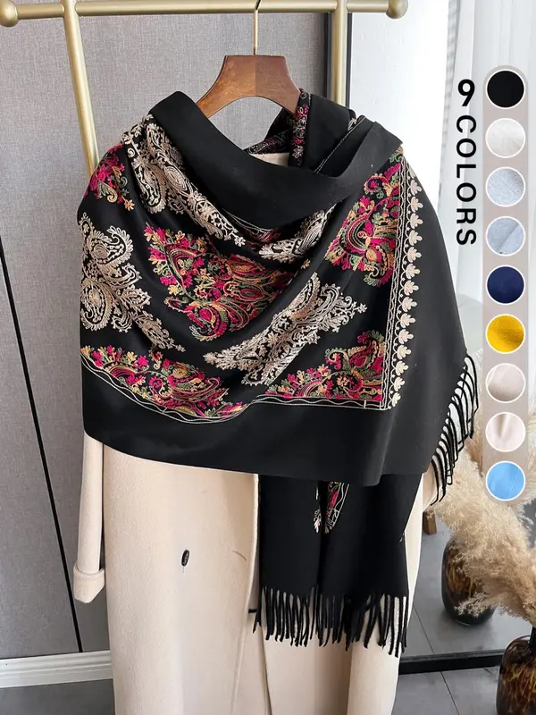 查看[Boho Style Floral Print Tassel Decor Shawl, 2024 New Style Casual ...