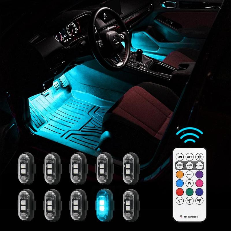 Remote Control Car Footwell Light, USB Rechargeable RGB LED Light ...