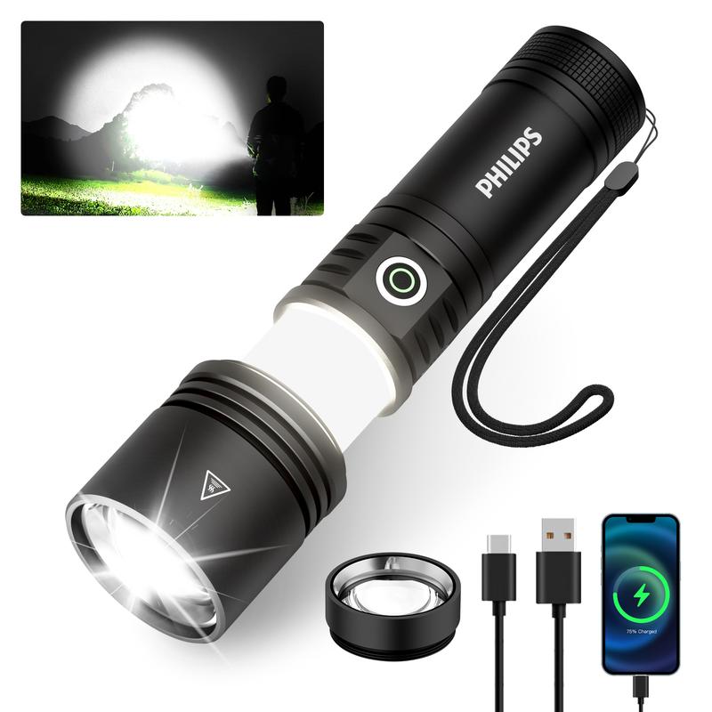 Philips Rechargeable LED Flashlight with Ignition Lens, High Lumens ...
