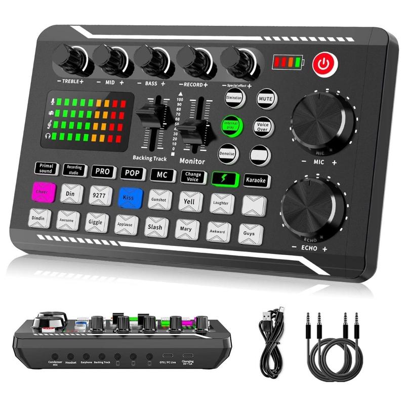 查看[F998 Live Sound Card Audio Mixer, Podcast Audio Interface with DJ ...