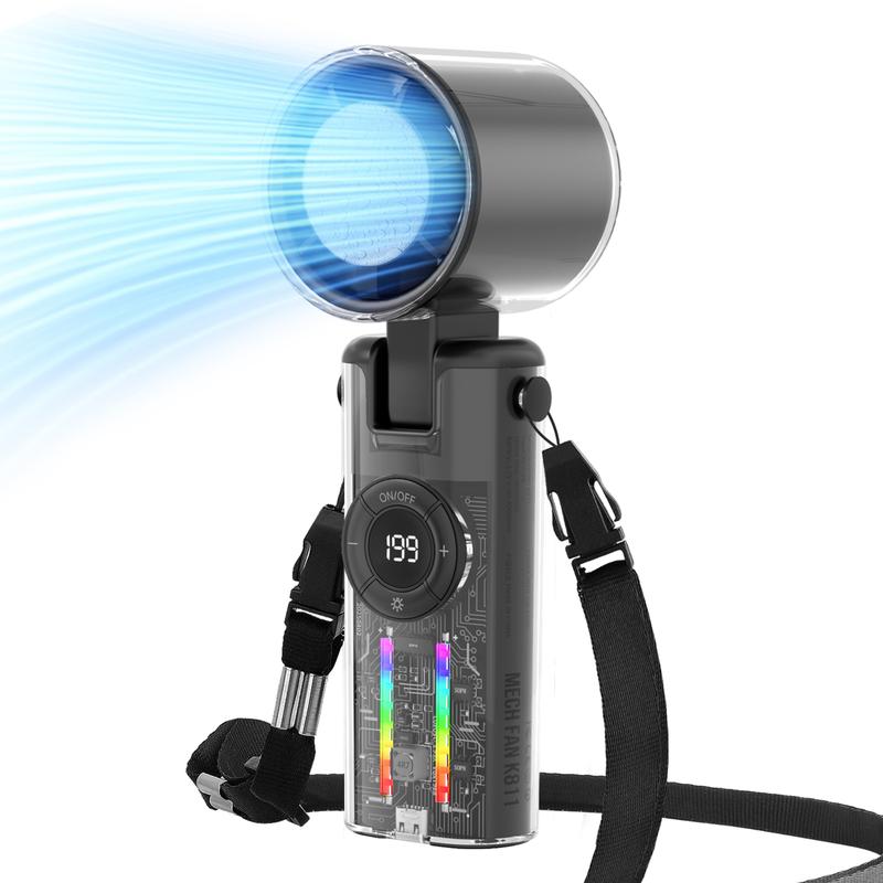 Portable Handheld Turbo Fan, 5 Gear Wind, USB Battery Operated, Up to ...