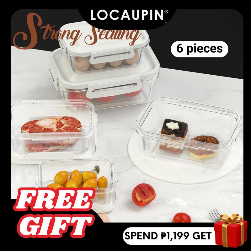 Locaupin 6 Pieces of Food Container Plastic Lunch Box Airtight Cover ...