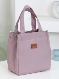 查看[Unisex Minimalist Solid Color Lunch Bag, Casual Simple Zipper ...