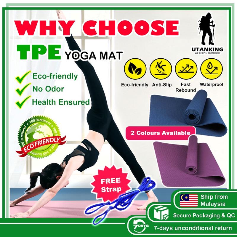 UtanKing™ 183cm*61cm TPE Premium Grade Yoga Mat Non-Slip Fitness ...