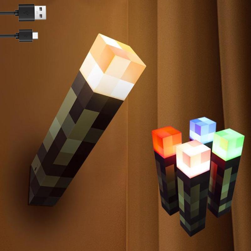 Creative Wall Mounted Torch Shaped Night Light, USB Rechargeable 4 ...