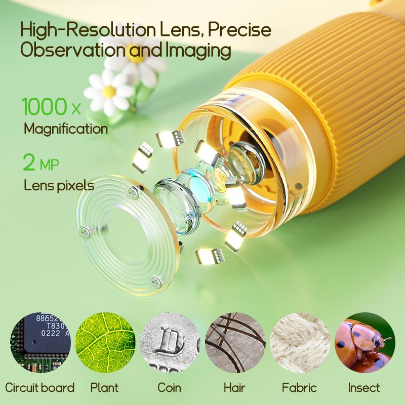 Kids Microscope, INSKAM 2 Inch IPS Screen 1000X Handheld Digital ...