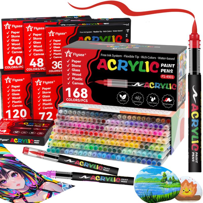 查看[Acrylic Paint Markers, Brush Tip Acrylic Paint Pens, Quick-Drying ...