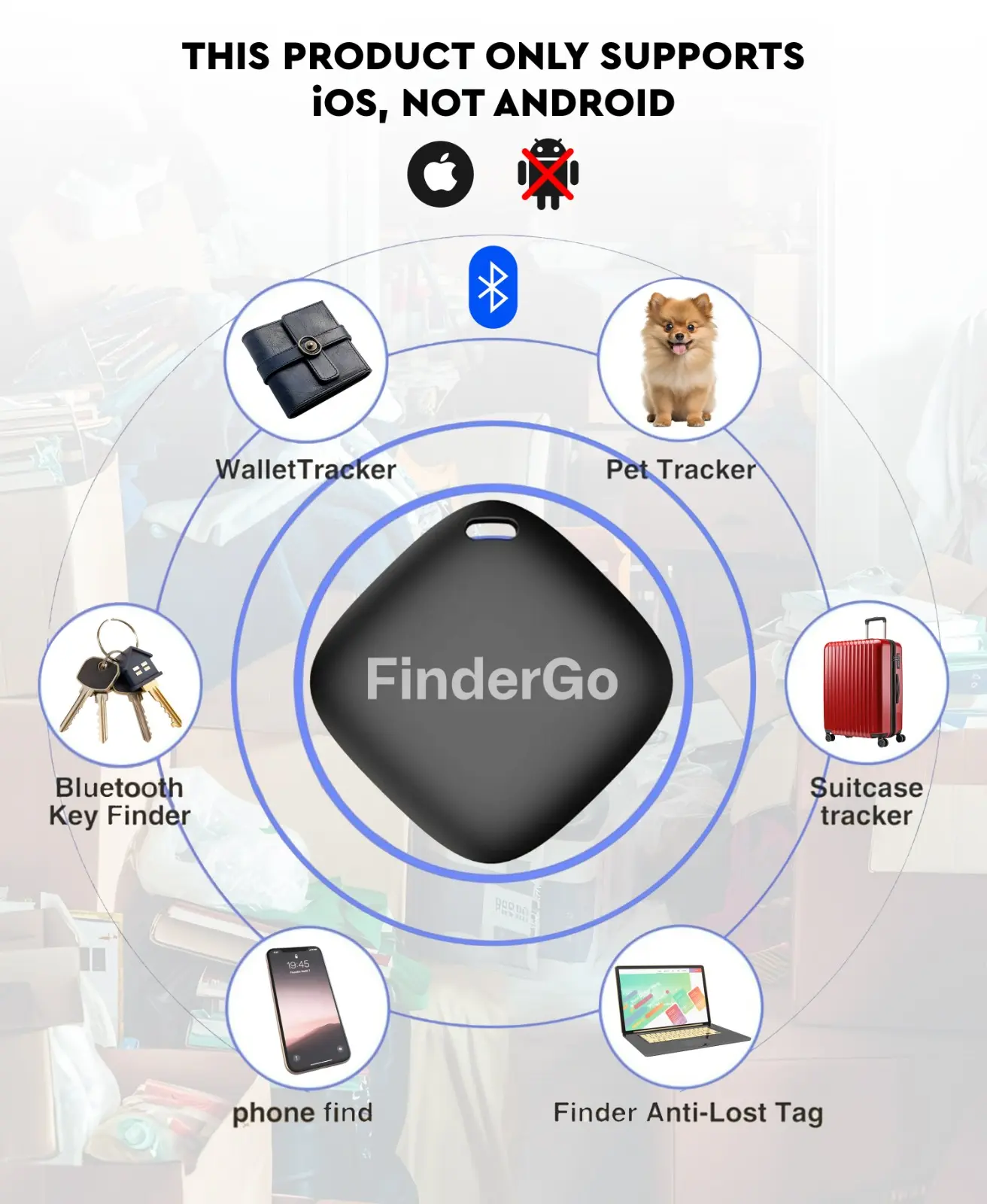 Tracker Device compatible with Apple products (iOS: iPhone, iPad, Mac ...