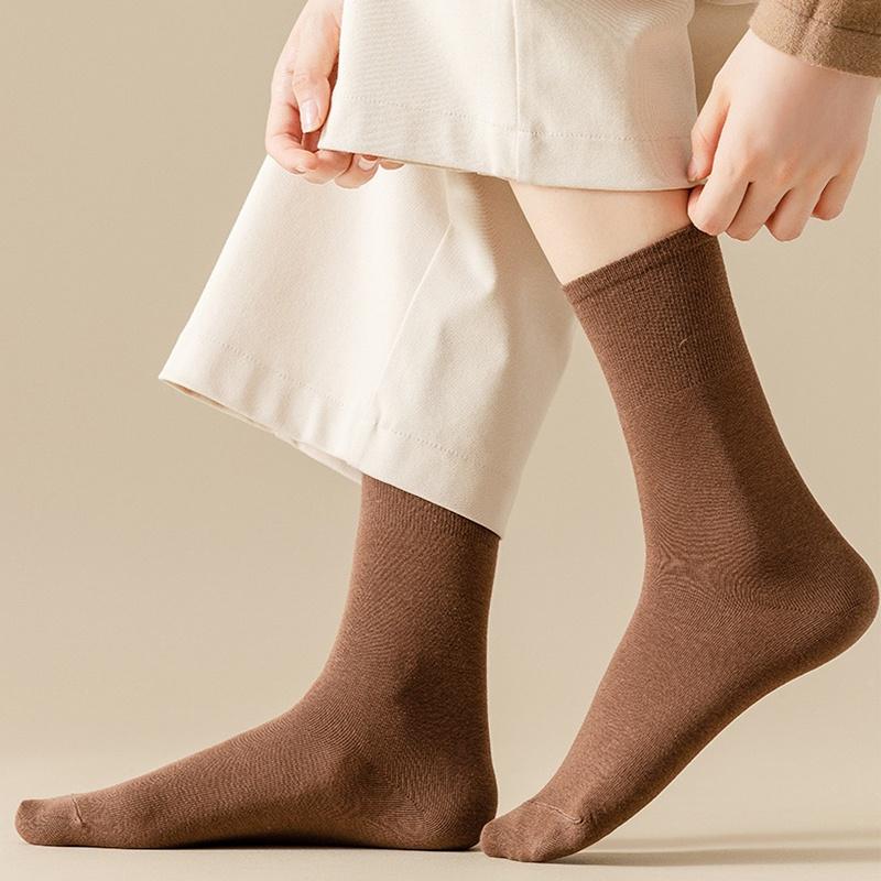 Stokin Kapas, 1 Pasang, Tulen, Untuk Wanita, Gaya Korea, Warna Pepejal ...