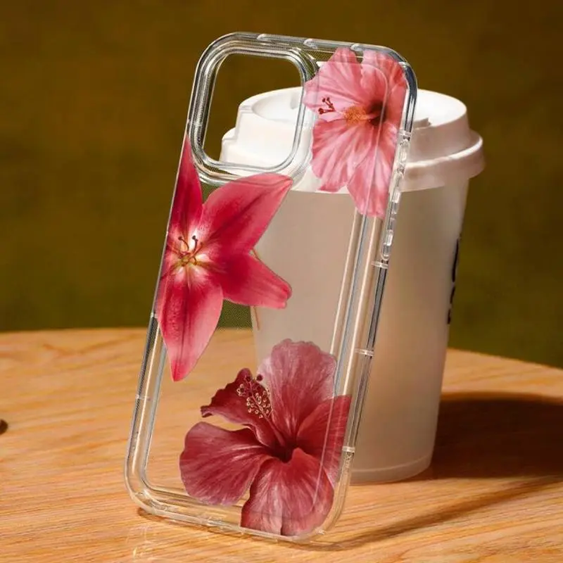 Clear Flower Pattern Phone Case, Creative Soft Phone Protective Cover ...