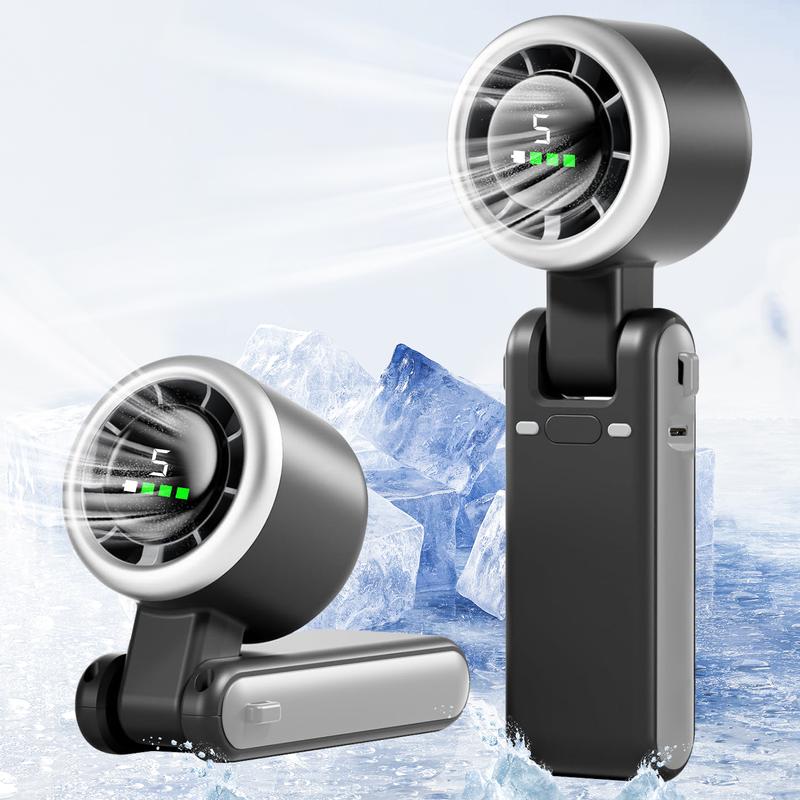 3-in-1 Handheld Turbo Cooling Fan - 5-Speed Wind Battery Powered, Up to ...