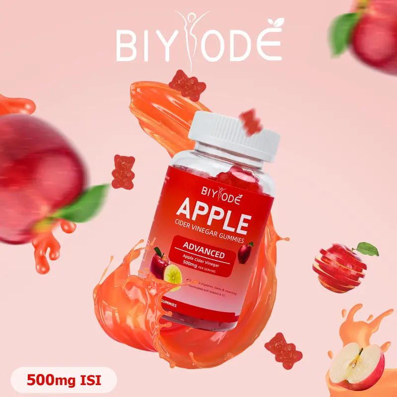 BIYODE Halal Apple Vinegar Gummies ACV Gummy Vitamin B + Vegan Suplemen ...