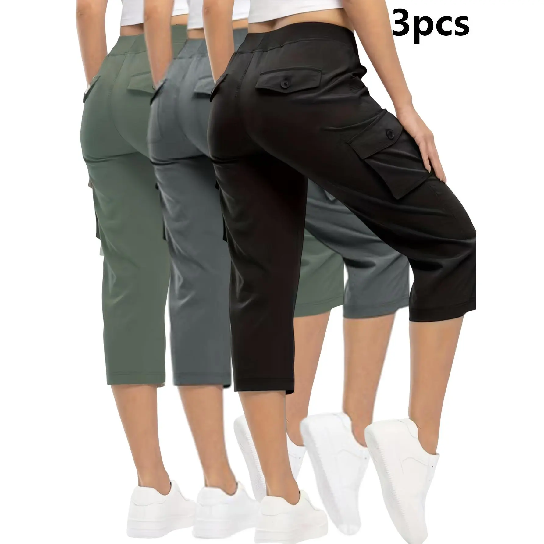 3pcs Women'S Fashionable Cargo Capri Pants for Sum TikTok爆款商品分析 - GMV ...