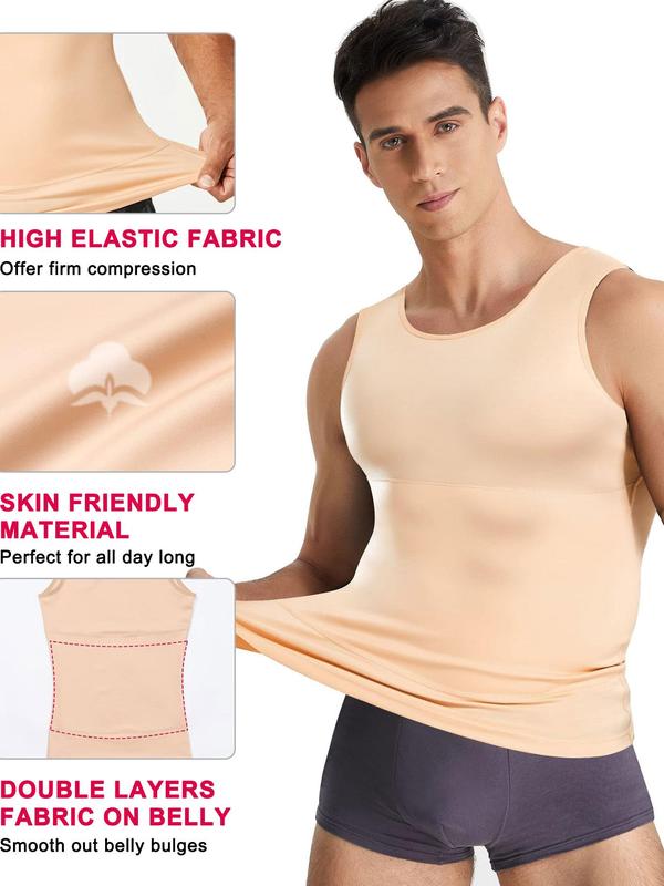 Men's Solid Compression Shapewear Tank Top, Gym Wear 2024, Breathable Comfortable Slimming Vest ...