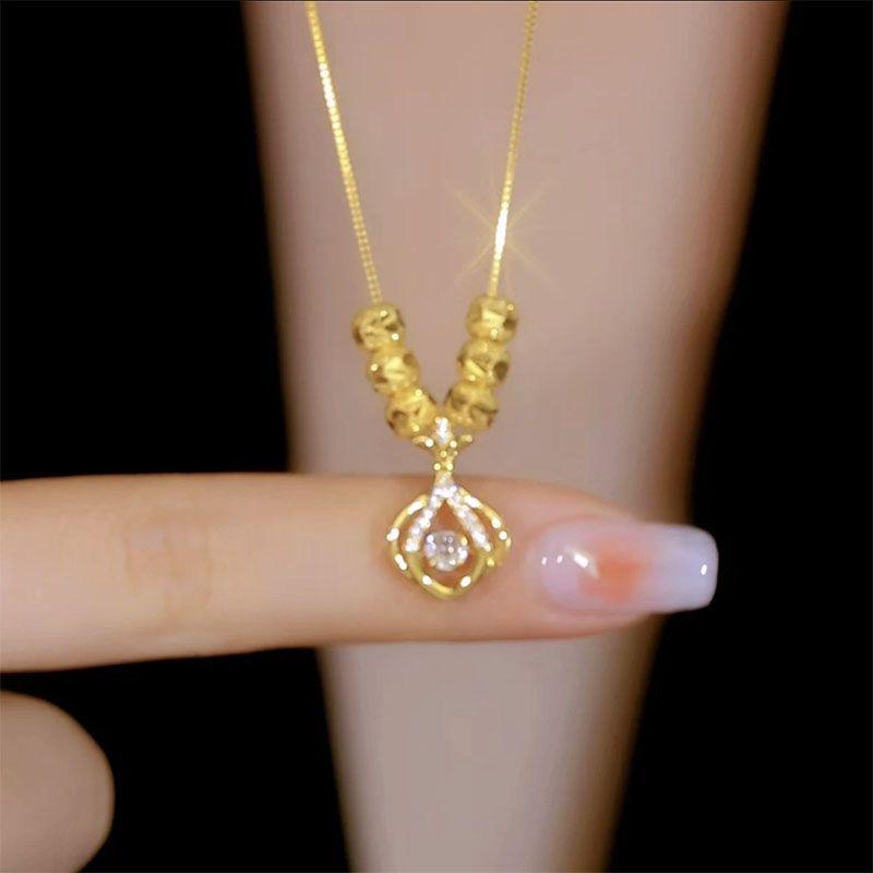 Kalung Keluli Titanium, Rekaan Ruyi Berkilat, Enam Manik, Tidak Luntur ...