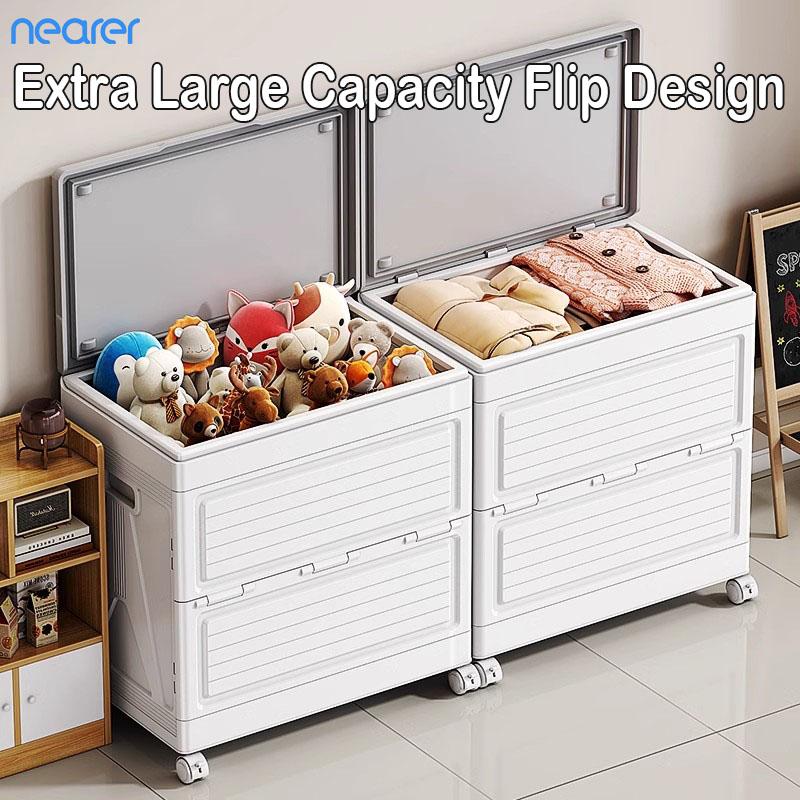 160L Large Capacity Toy Storage Box, Clothing Storage Box with Wheels ...