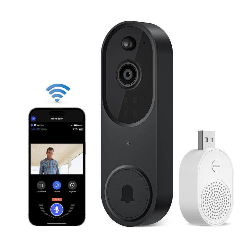 Smart Wireless Home Doorbell Camera, Modern 1080P Security Doorbell ...