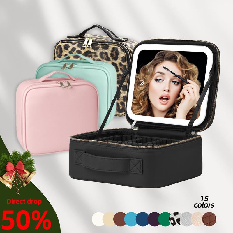 Makeup Bag with LED Mirror multiple color travel makeup bag with Mirror ...
