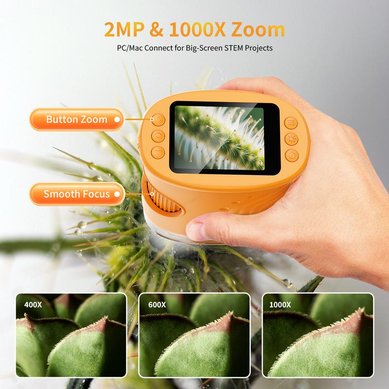 查看[[Christmas gift] 1000X Handheld Digital Microscope with 4K 2'' IPS Screen, USB-Powered ...