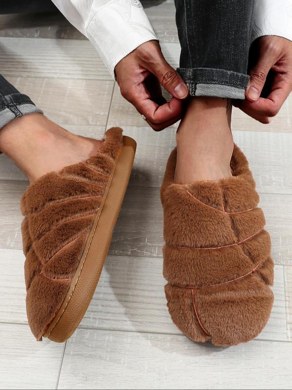 查看[Women's Solid Color Concha Shaped Plush Slippers, Casual Soft ...
