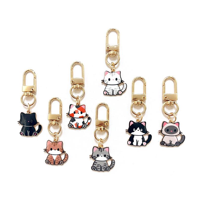 查看[1PC Cartoon Cat Keychain Cute Alloy Printed Keyrings Pendant Animal ...