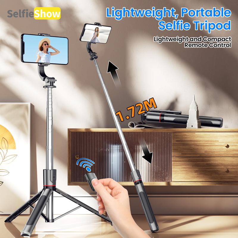Mobile phone selfie stick 1.7m with light, portable mobile tripod ...