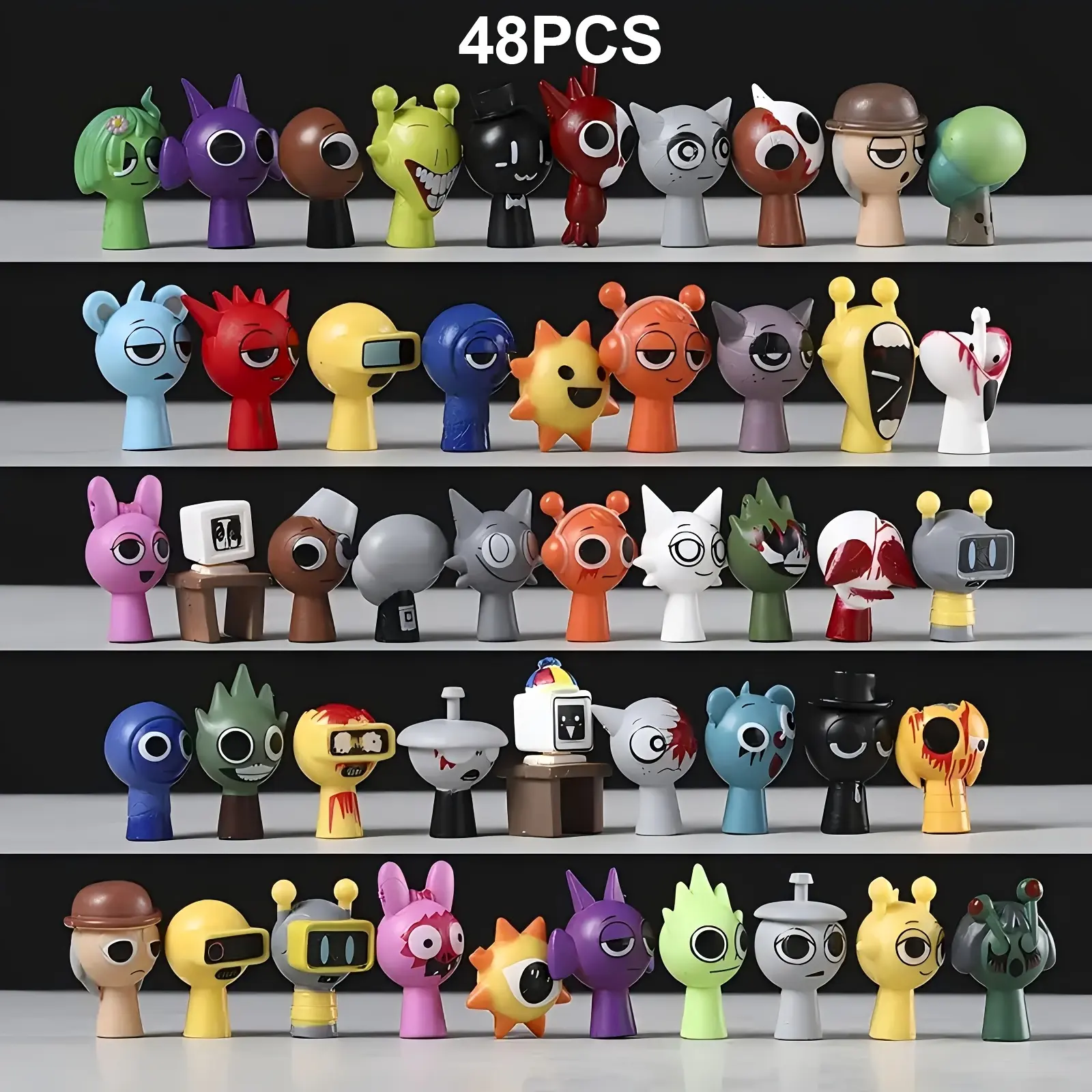 48pcs Sprunki Action Figures Set, with Stage 1 & 3 Transformations ...