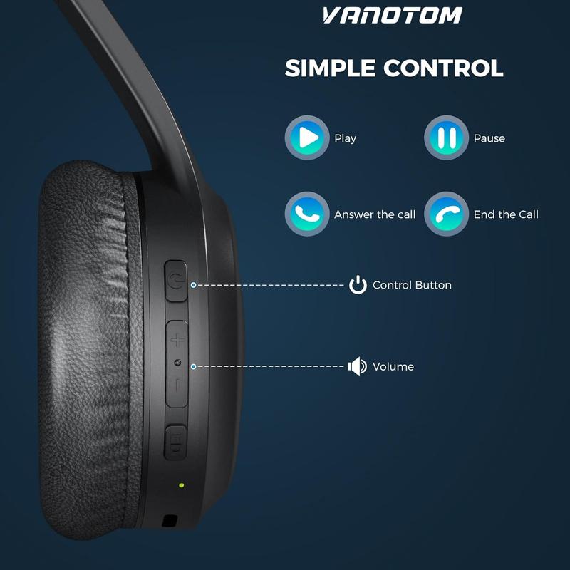 VANOTOM Wireless Headphone, Foldable Bluetooth Headphones Over Ear ...