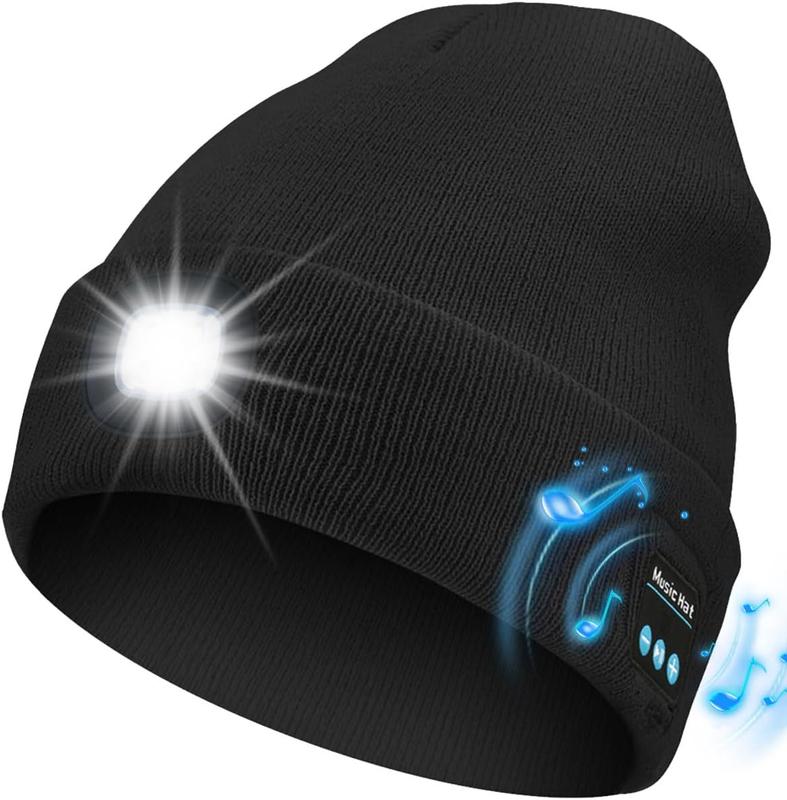 查看[Bluetooth Beanie with Light, Unisex USB Rechargeable 4 LED Fashlight ...
