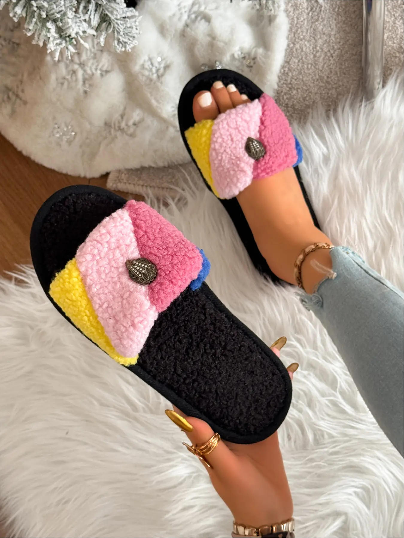 查看[Women's autumn and winter fashionable slippers metal buckle design ...